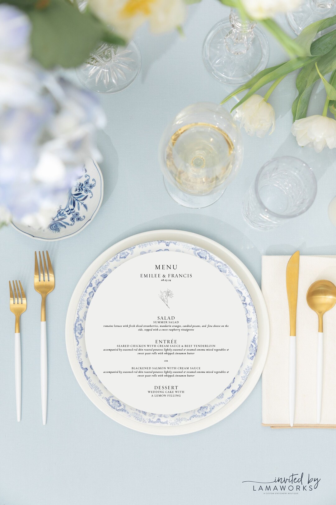 EMILEE | Printed Round Menu Cards With Custom Color - Simple, Classic ...