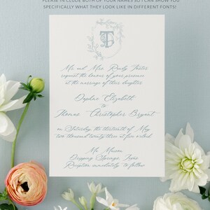 Classic, Elegant Calligraphy Wedding Invitations With Intertwined Vintage Monogram Traditional ...
