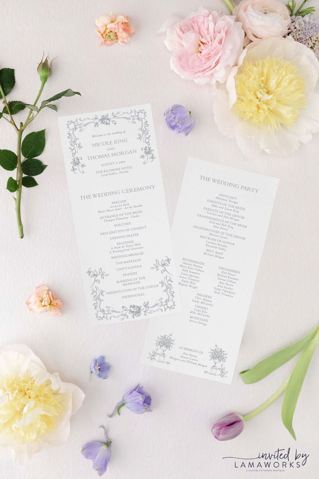 NICOLE | Elegant Wedding Programs, Gray Wedding Program, Catholic ...