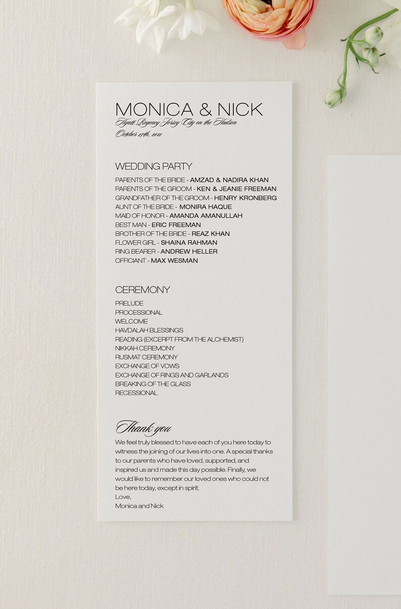 Simple Wedding Program Modern Wedding Ceremony Program - Etsy