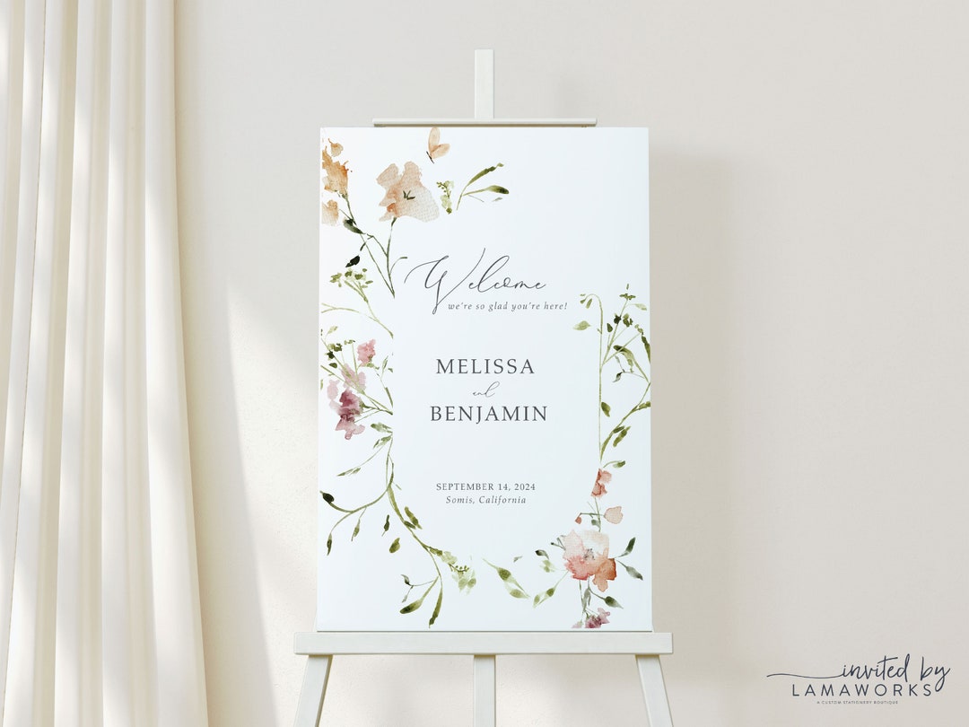 MELISSA | Wildflower Wedding Welcome, Floral Welcome Sign Download ...