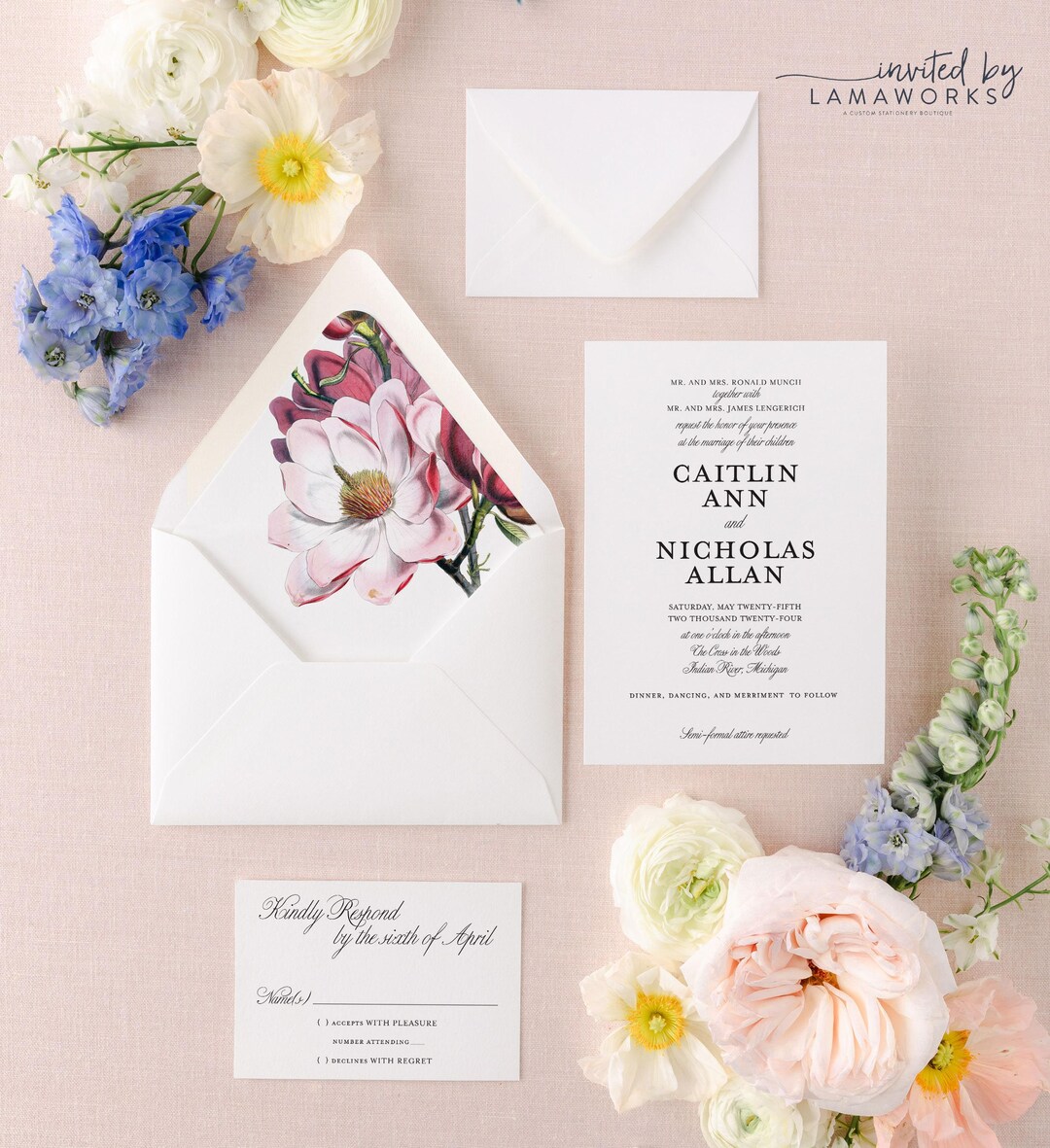 CAITLIN | Modern Classic Wedding Invitation Suite, Traditional Wedding ...