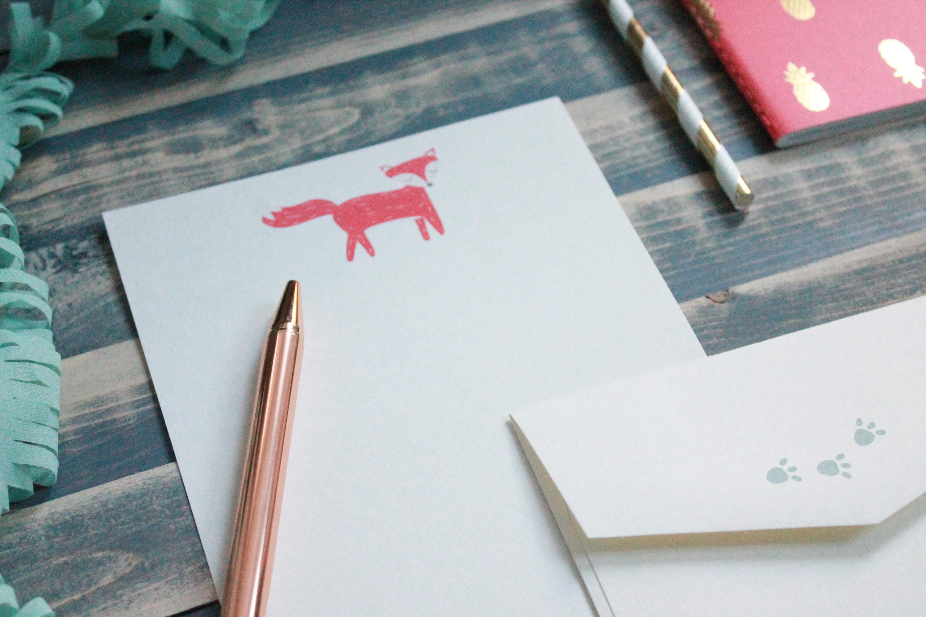 Cute Fox Letter Writing Set Writing Paper Stationary Gift | Etsy