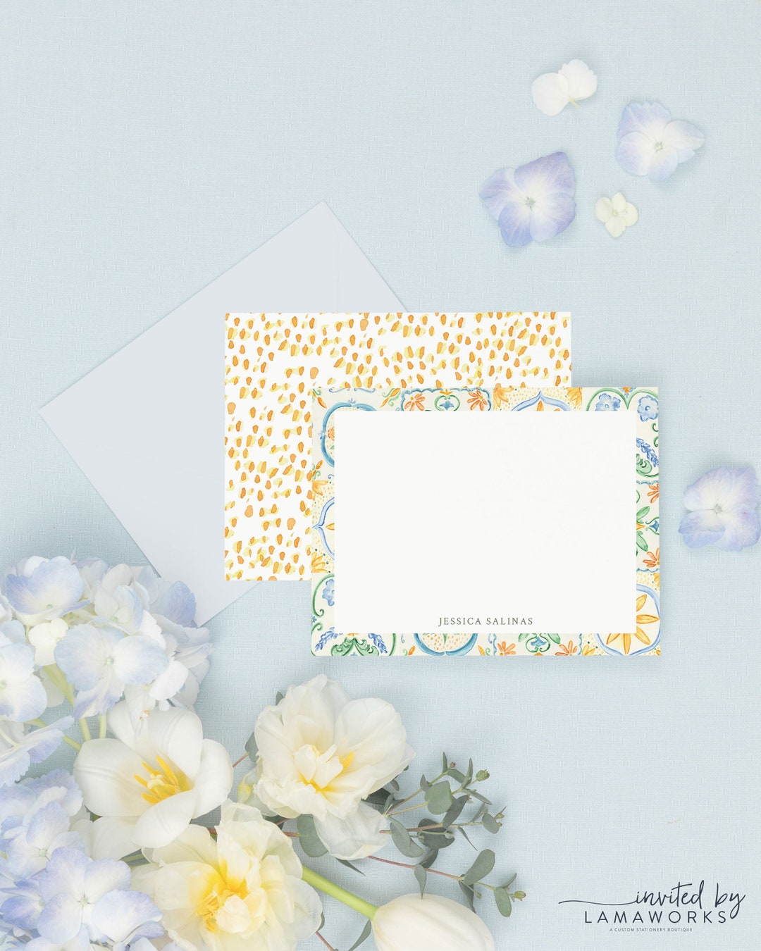 COASTAL Amalfi Italian Tile Personalized Stationery, Mediterranean ...