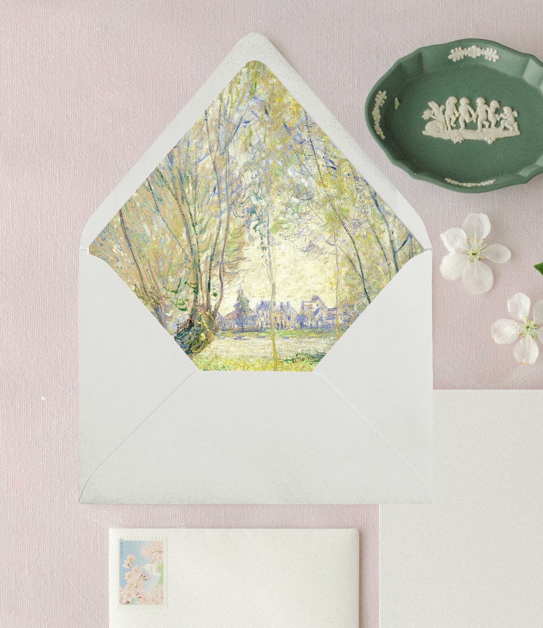 Monet Willow Trees Wedding A7 Envelope Liner, Vintage Art Envelope ...