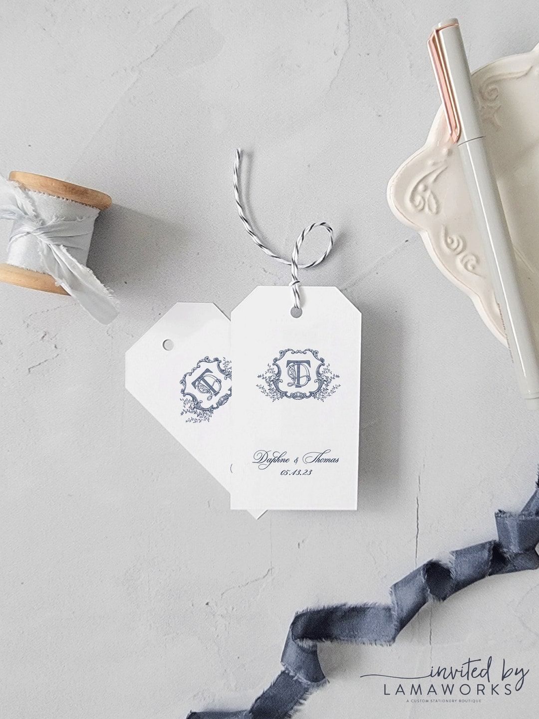Monogram Crest Favor Tags, Personalized Gift Tags, Wedding Favor Tags ...