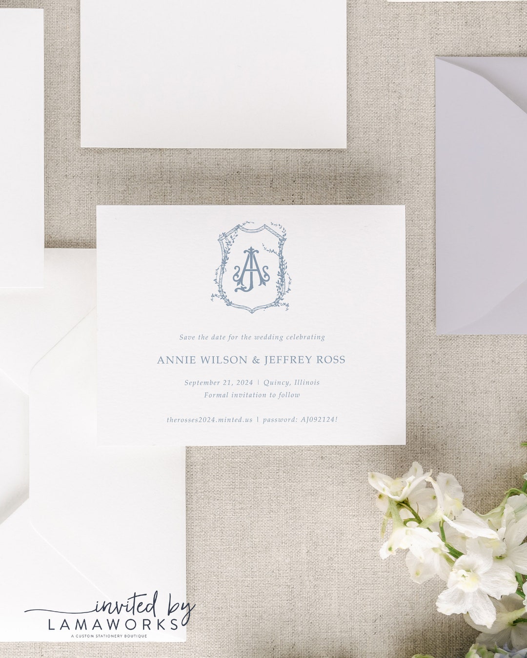 ANNIE Elegant English Secret Garden Wedding, Delicate Monogram Crest ...