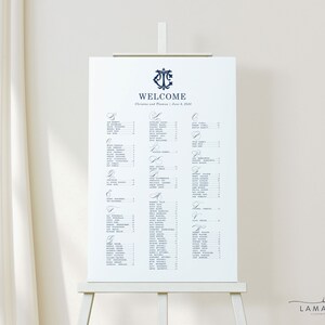 CHRISTINA | Monogram Wedding Seating Chart, Formal Wedding Seating Plan ...