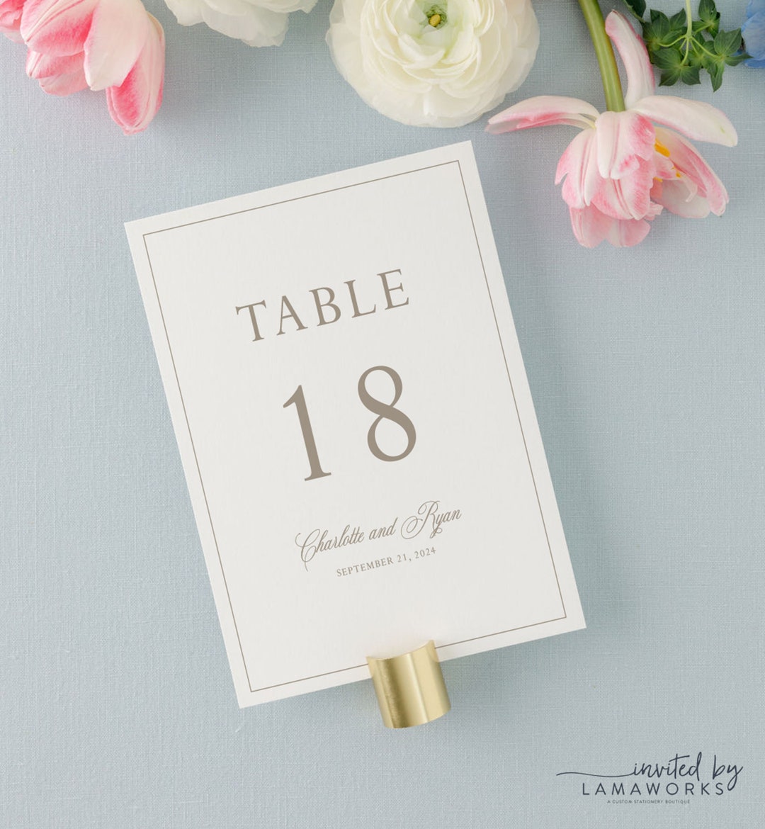 Beige Wedding Printed Table Numbers, Custom Wedding Table Numbers | 5x7 ...