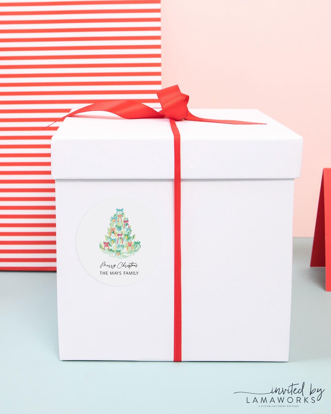 Vintage Christmas Tree | Personalized Christmas Gift Sticker, Custom ...