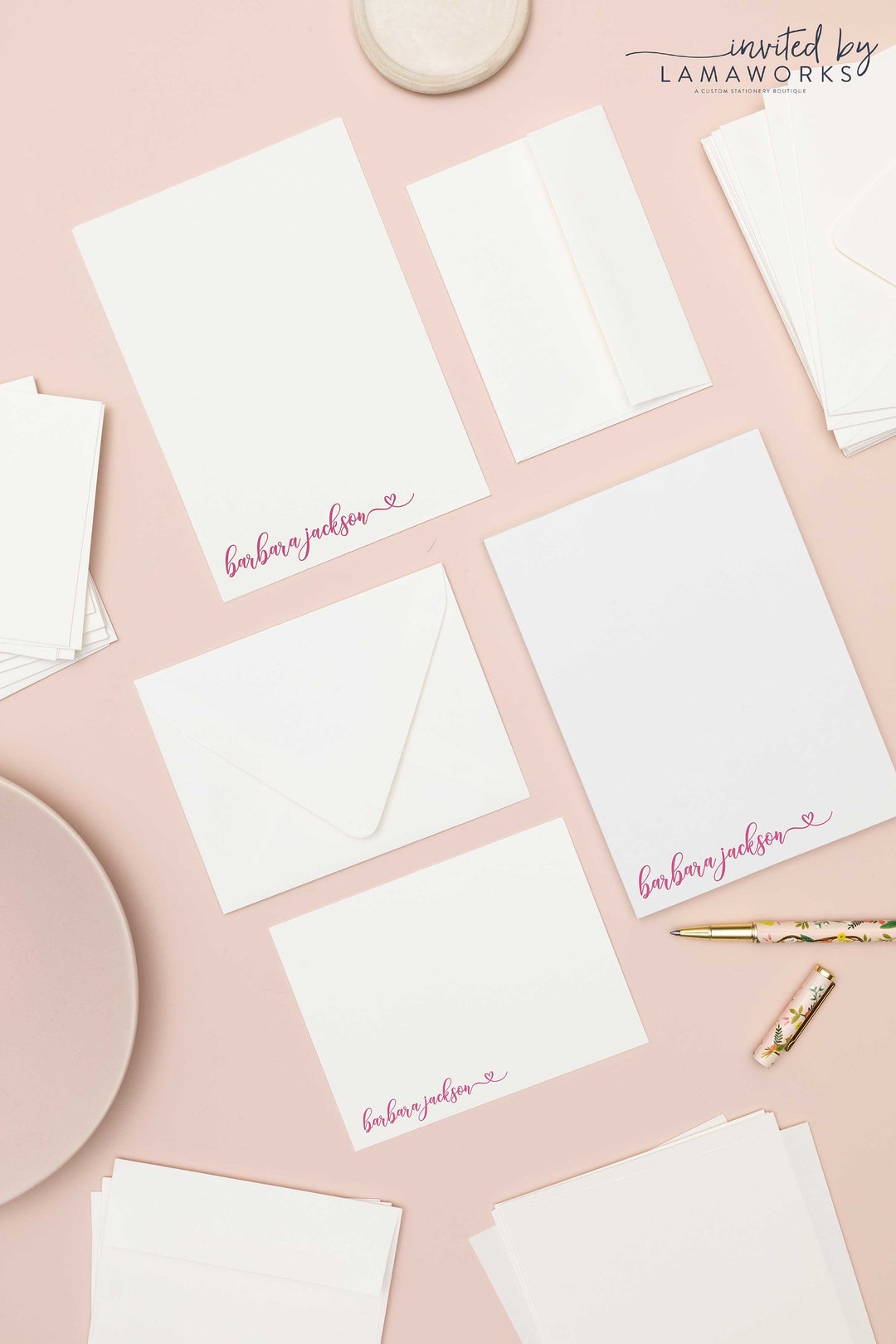 Custom Heart Letter Writing Stationery Set, Personalized Gift, Custom ...