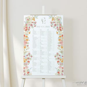 GWEN | Colorful Wildflower Wedding Seating Chart Digital Download ...