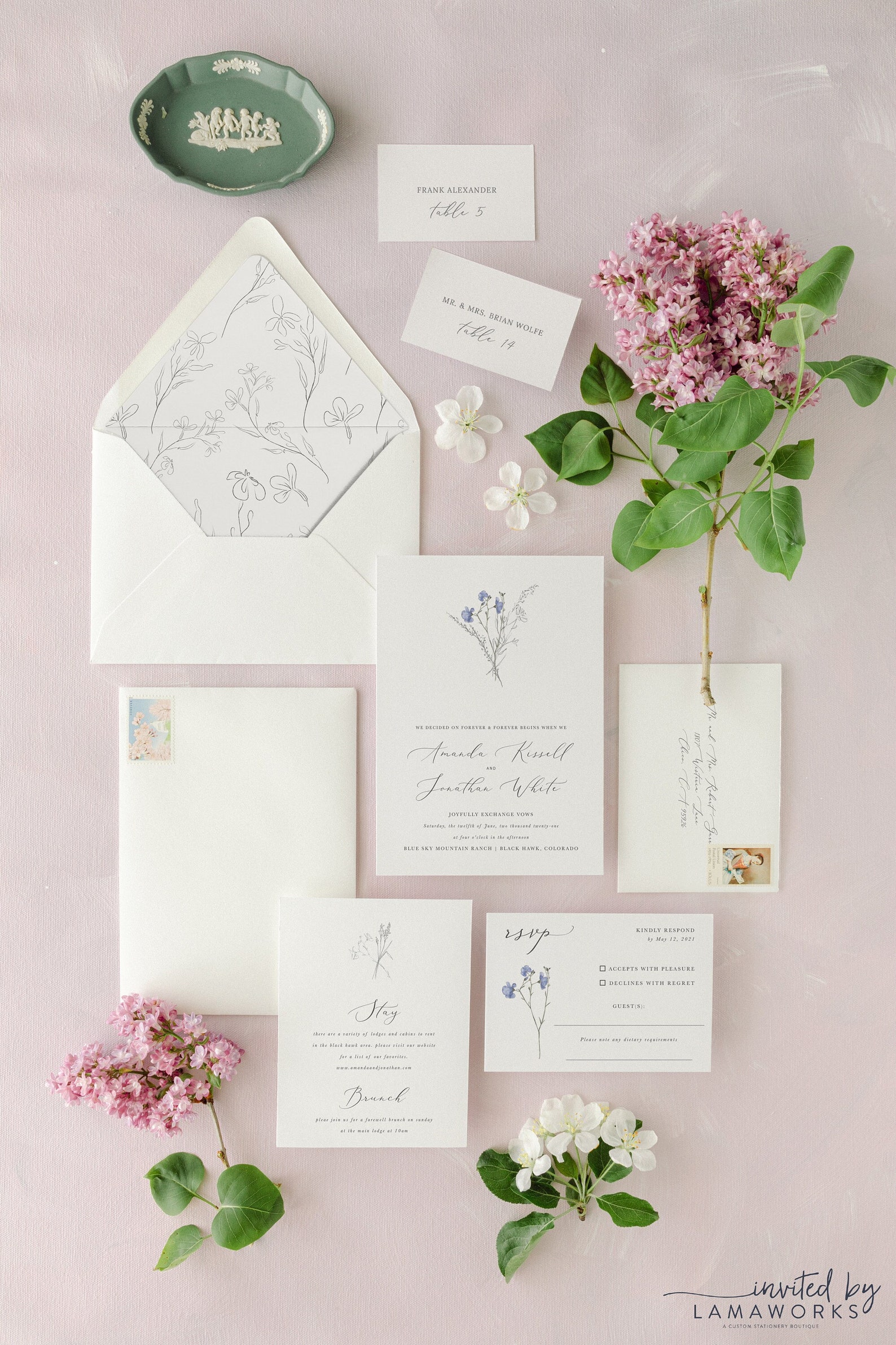 Wildflower Wedding Invitation Blue Spring Floral Invite - Etsy