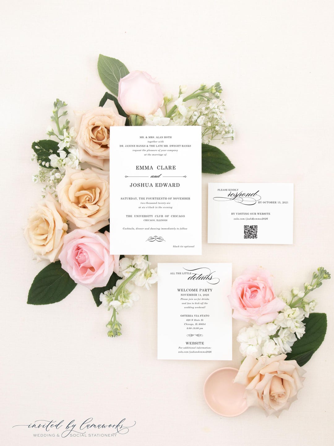 EMMA | Traditional Wedding Invitations, Simple, Timeless, Custom ...