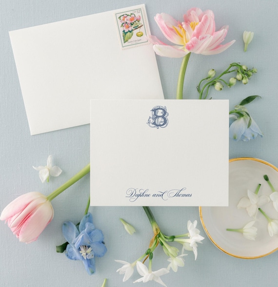 Monogrammed thank you notes wedding | Beachweddingtips.com