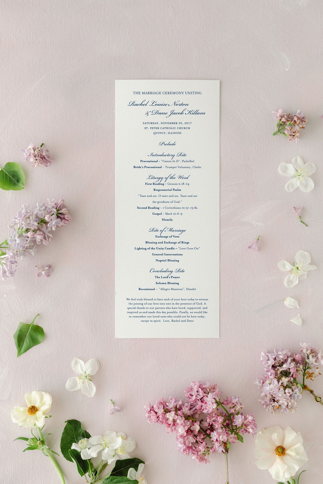 Classic, Formal Wedding Ceremony Program | Printed Traditional Programs ...