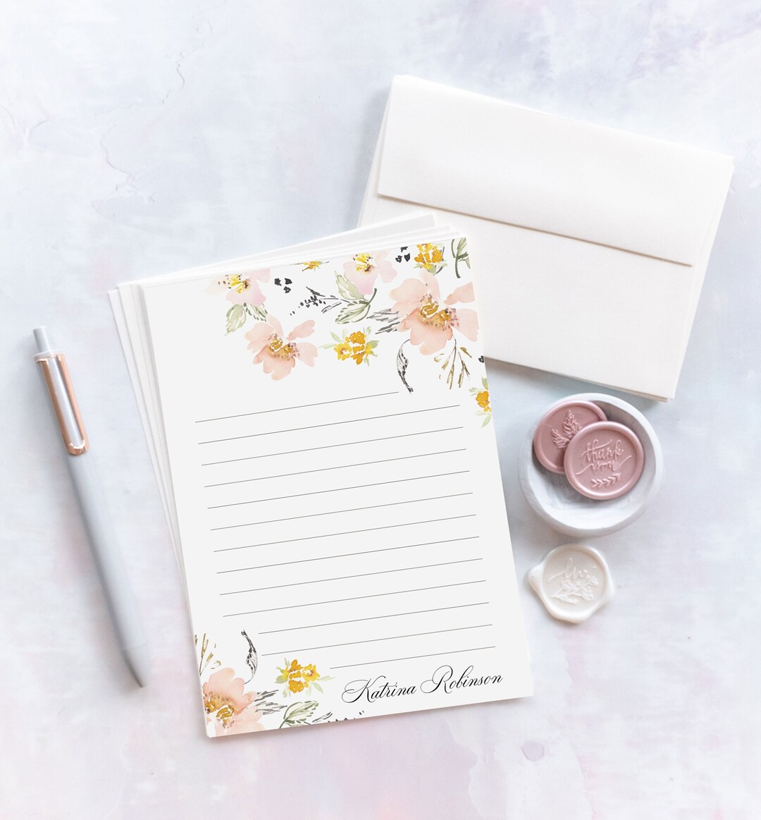 Sophisticated Watercolor Floral Letter Writing Stationery Set ...