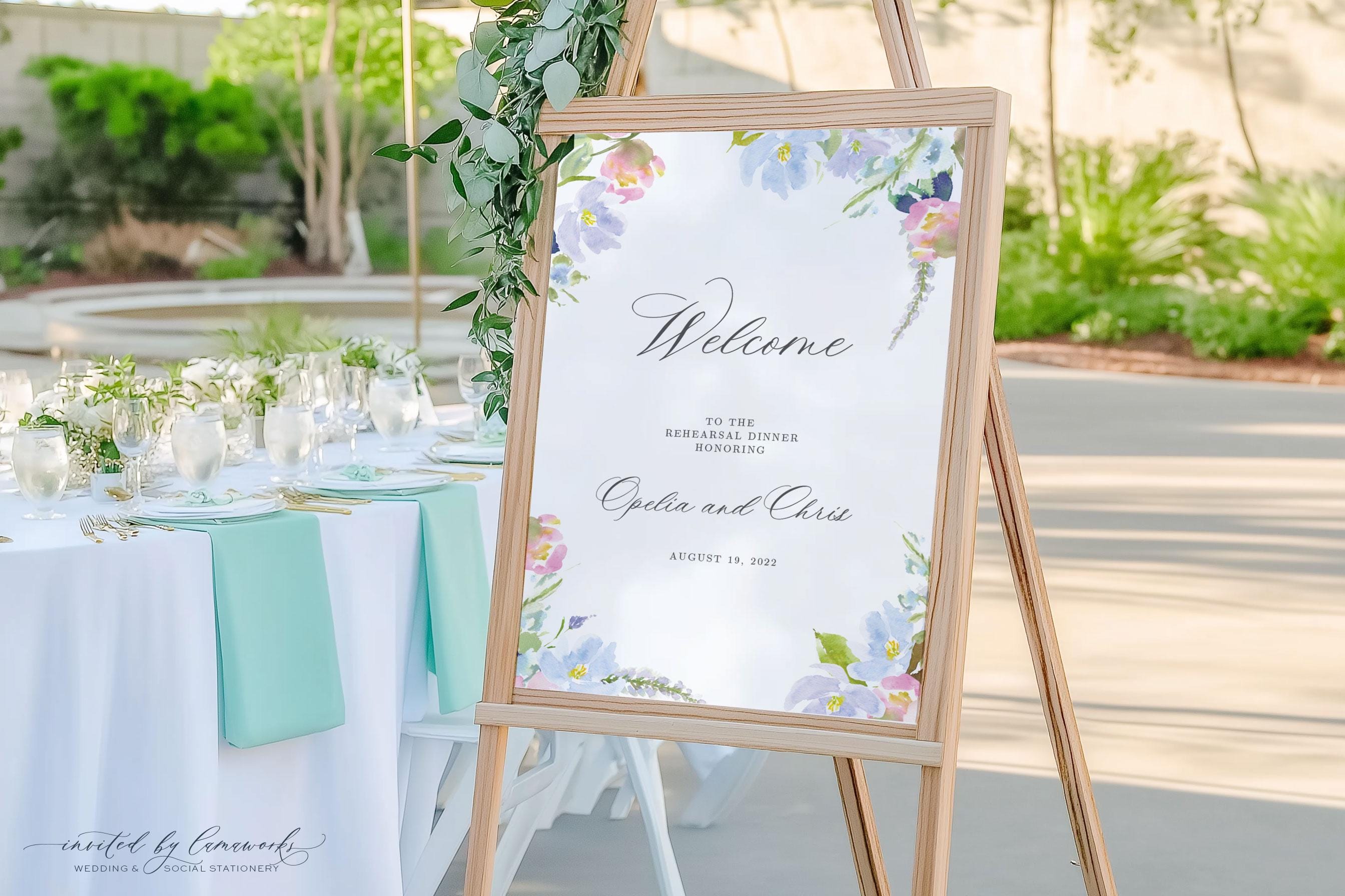 OPHELIA | Pink, Blue and Purple Wedding Welcome Sign Download, Floral ...