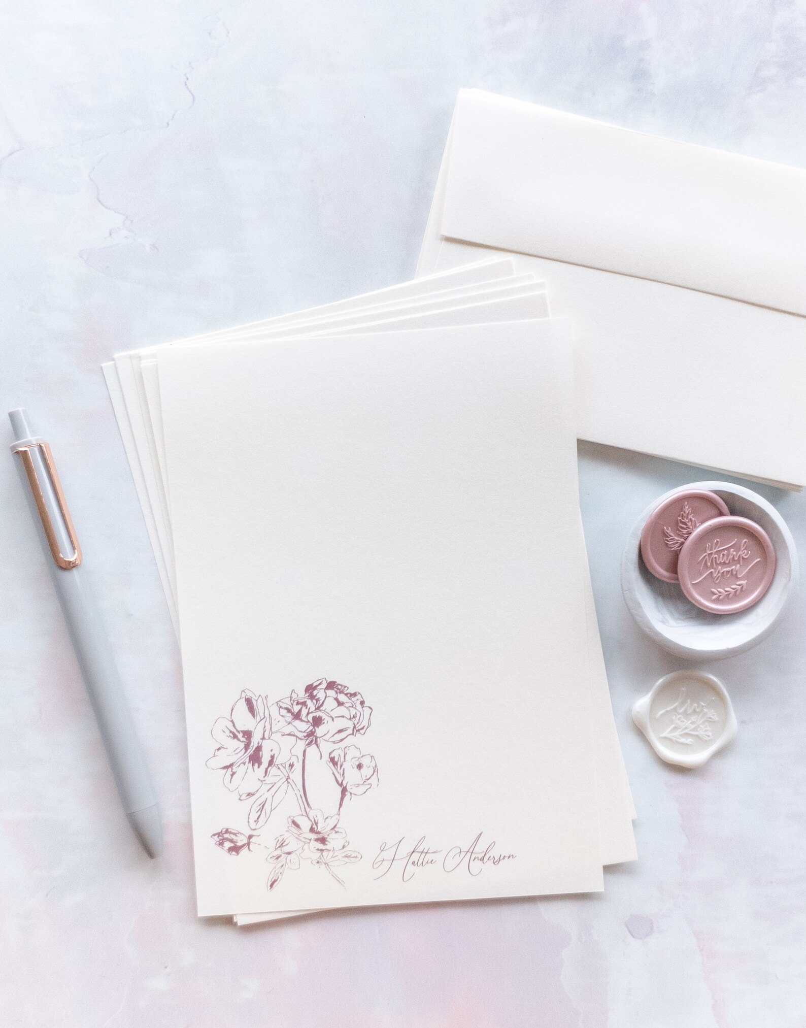Beautiful Pencil Drawn Flower Personalized Letter Writing - Etsy