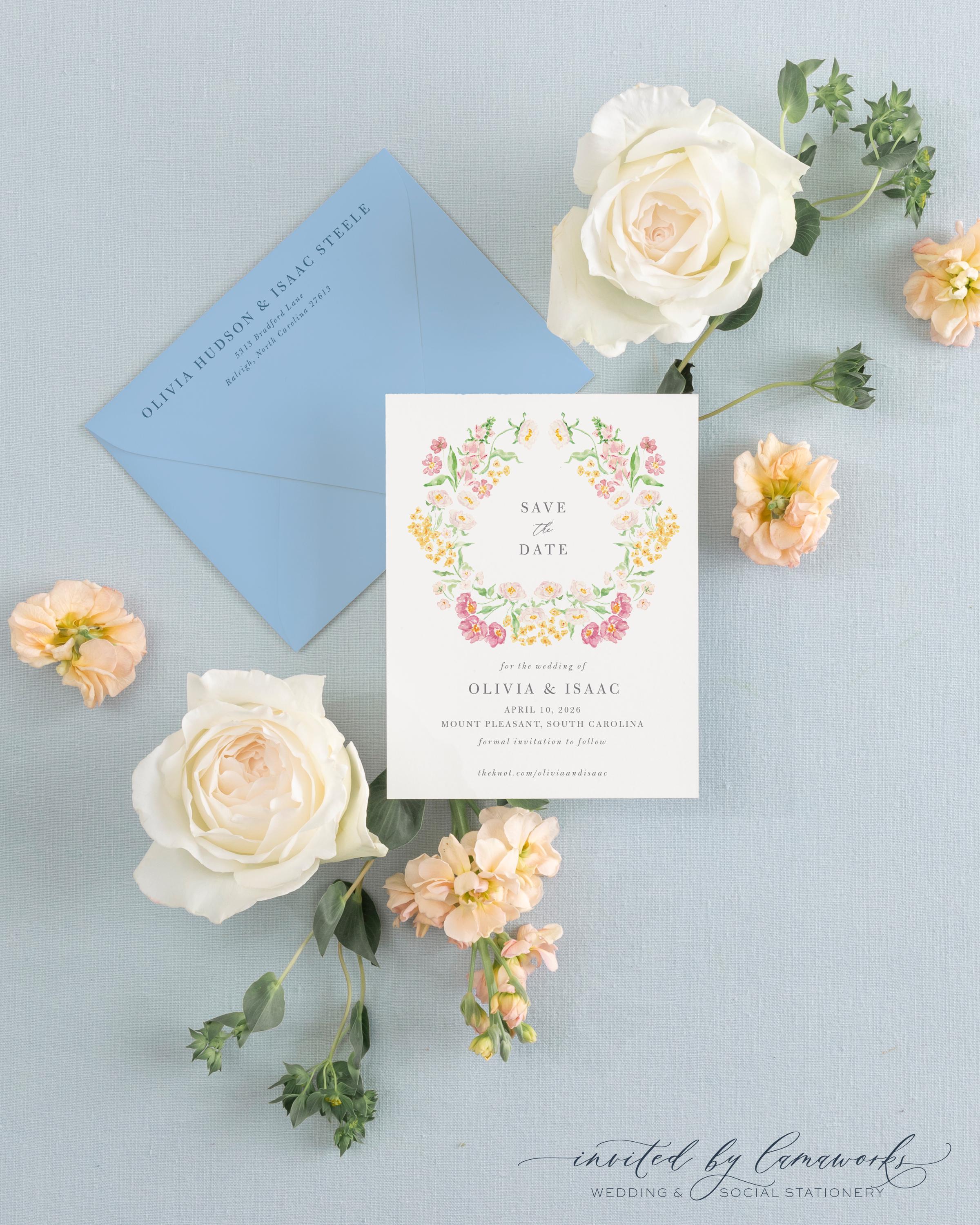 OLIVIA | Spring Floral Save the Date, Modern Wedding Save the Date ...