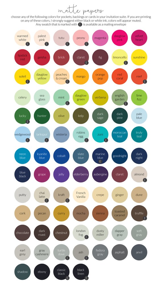 Paper Color Swatch Chart | Etsy