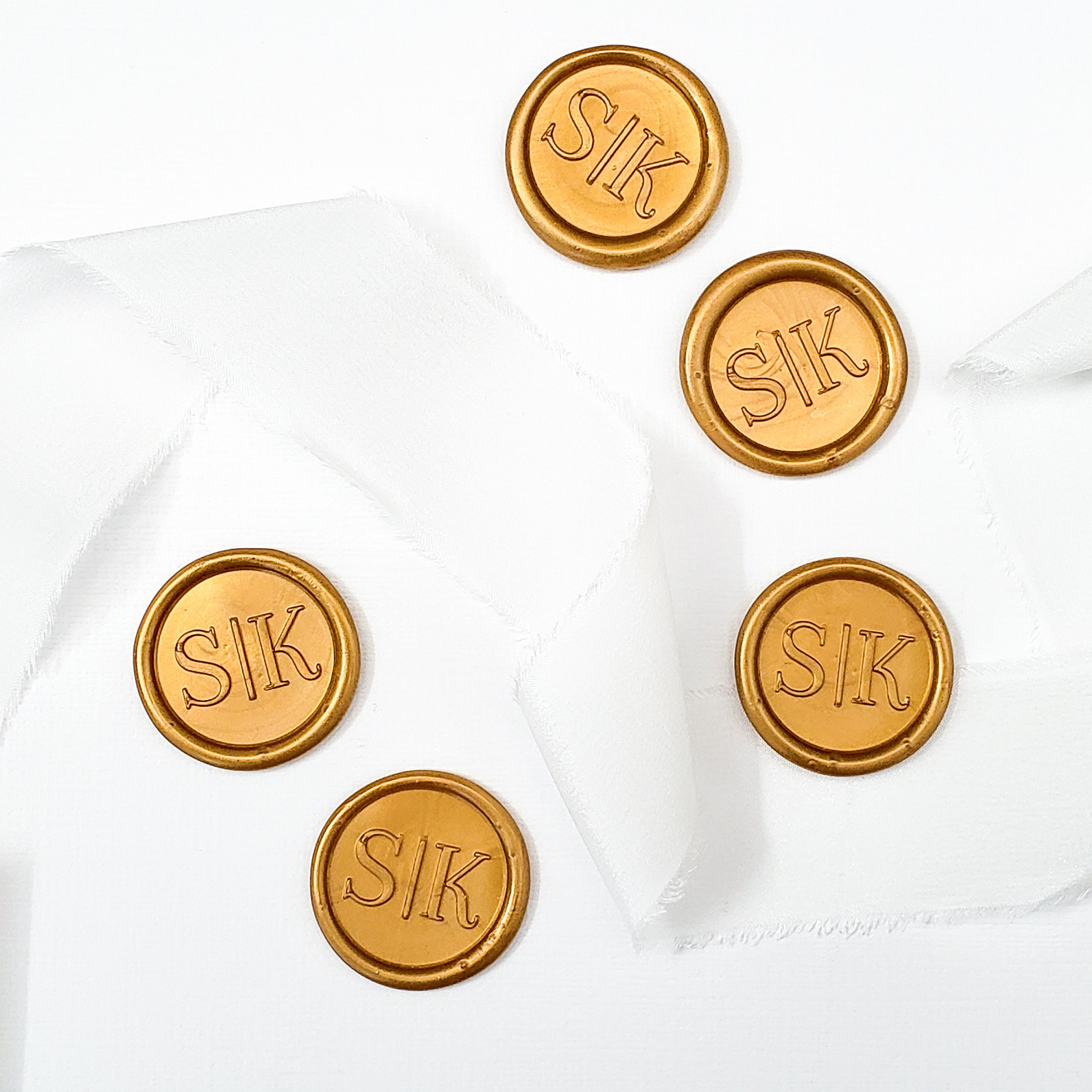 Custom Monogram Minimalist Wax Seals Gold Self Adhesive | Etsy
