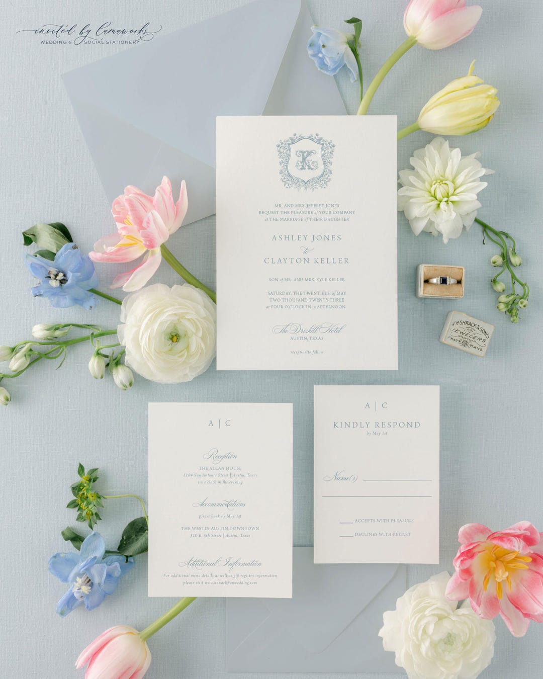 ASHLEY | Modern Classic Wedding Invitation Suite With Monogram ...