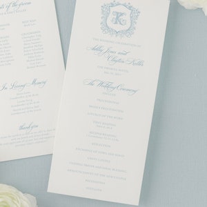 Custom Wedding Program Dusty Blue, Wedding Crest Wedding Program for ...
