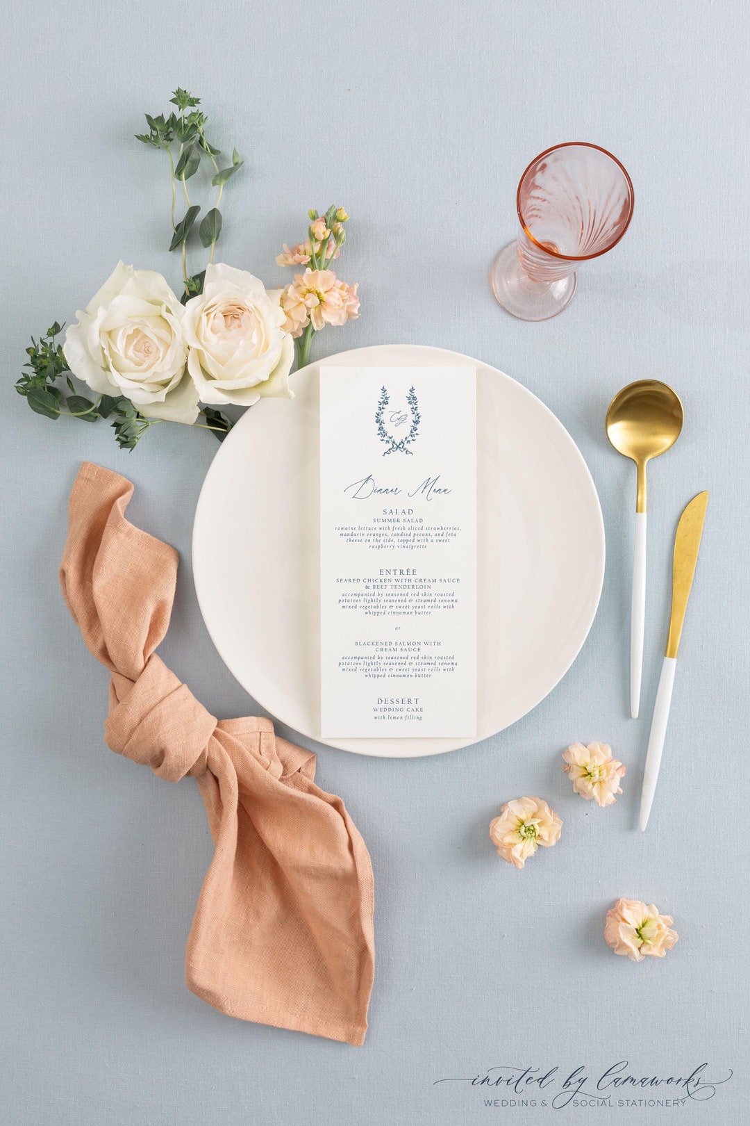 ELENA | Laurel Wreath Wedding Menu, Modern Minimalist Wedding Menu ...