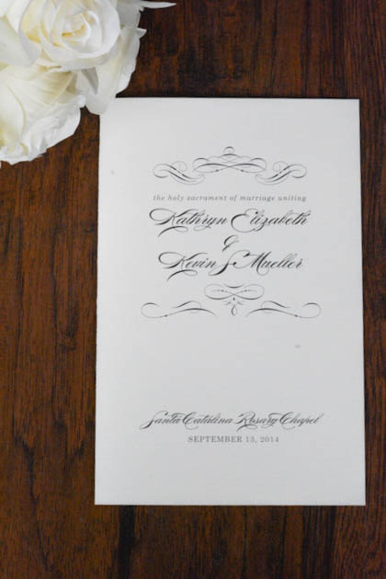 Formal Wedding Program Book Folded Program Elegant Wedding | Etsy