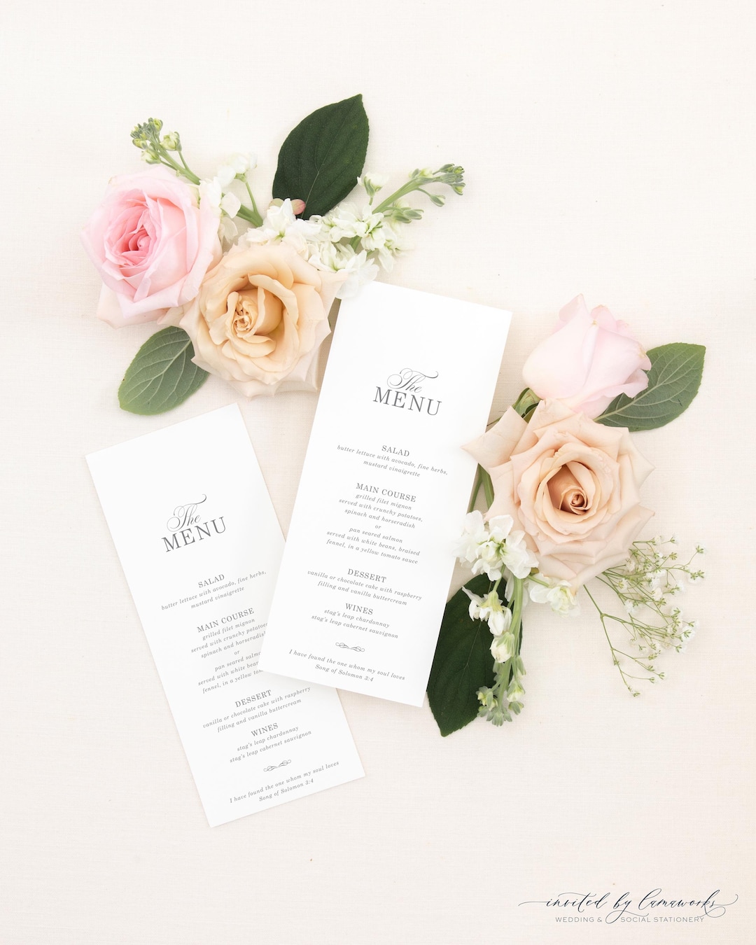 LAUREN | Elegant Calligraphy Wedding Menu | Printed Table Menu | Formal ...