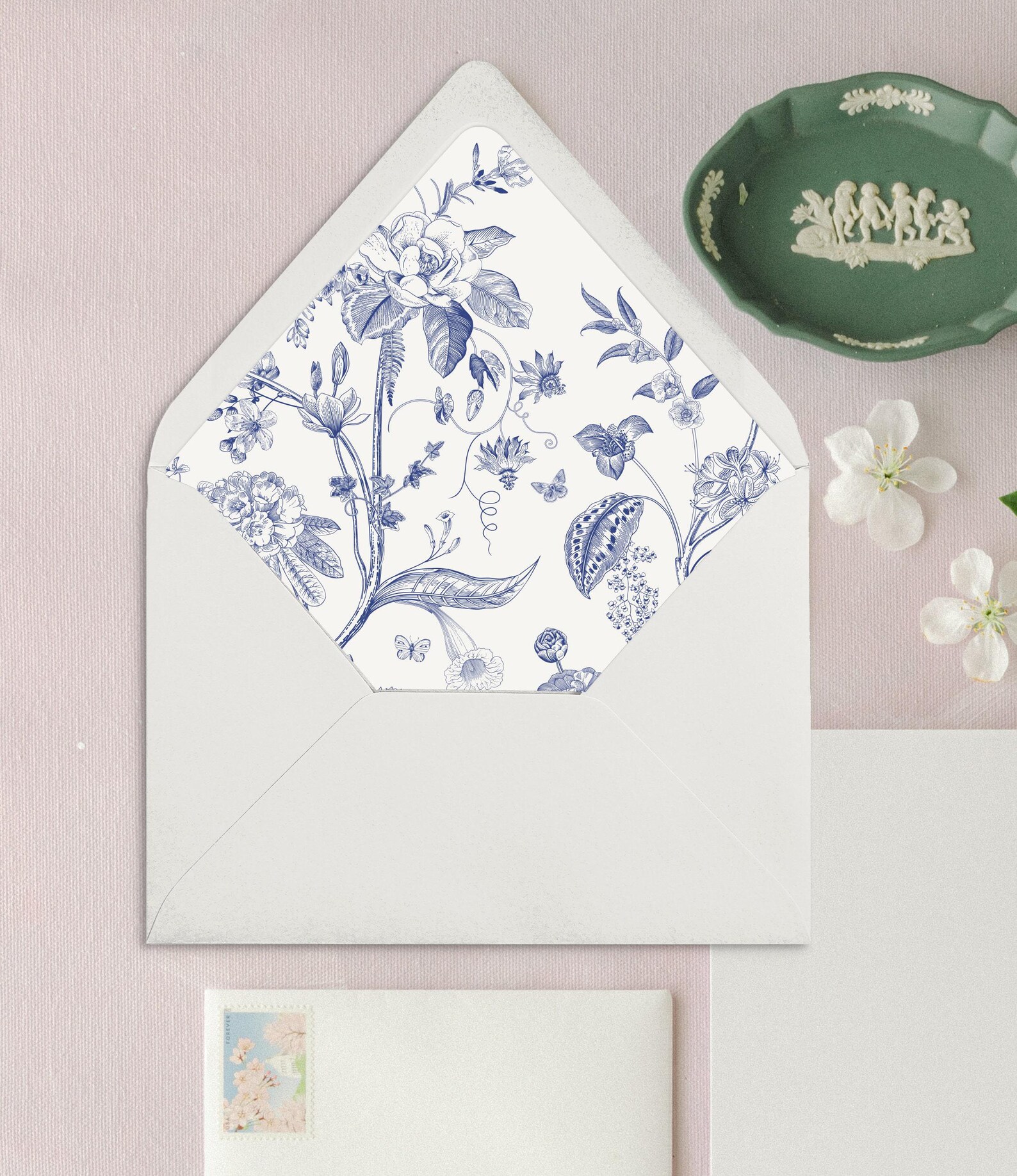 VINTAGE TOILE Flower Wedding Envelope Liner, Printed Envelope Liners ...