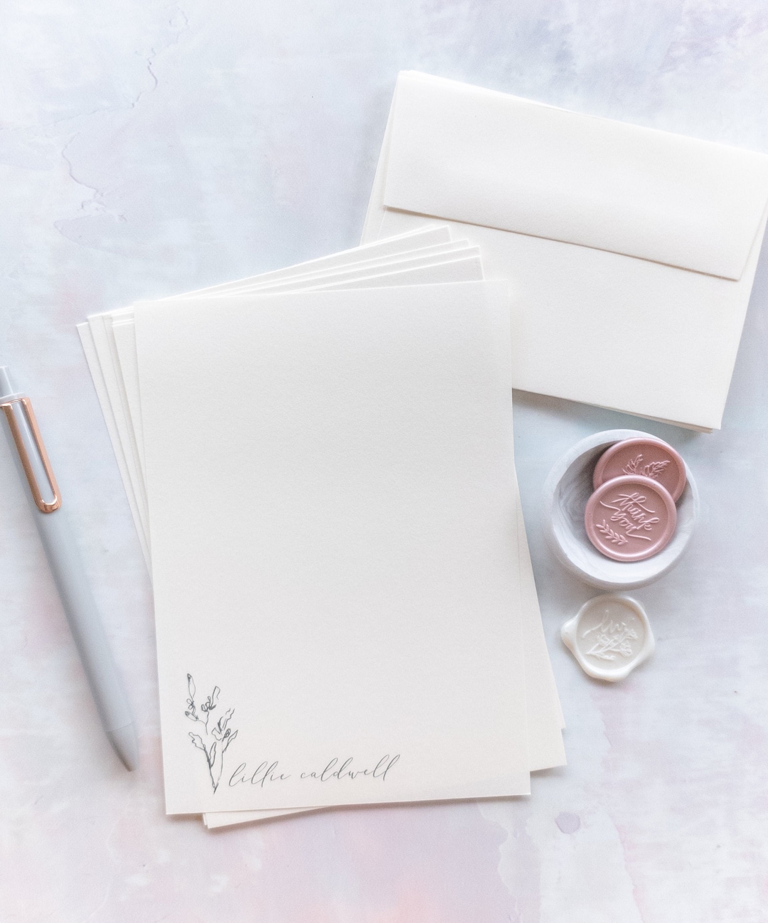 Elegant Pencil Drawn Branch Custom Letter Writing Stationery Set ...