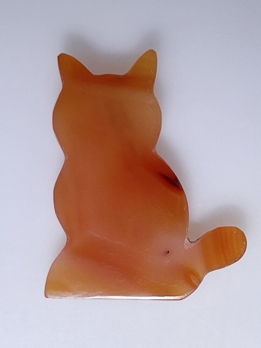 Orange Carnelian Carved Cat Silhouette, Cat Form, Unique Item, 115.54 ...