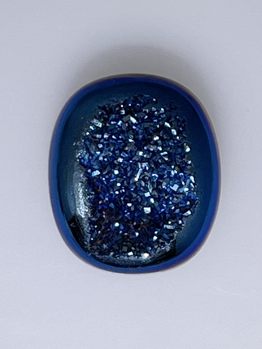 Metallic Royal Blue Titanium Drusy Quartz Gemstone Cushion - Etsy