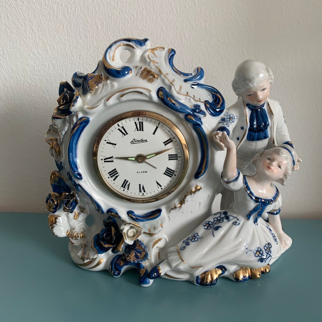 Japanese Porcelain Sculpture Clock, Victorian Couple, With Linden ...