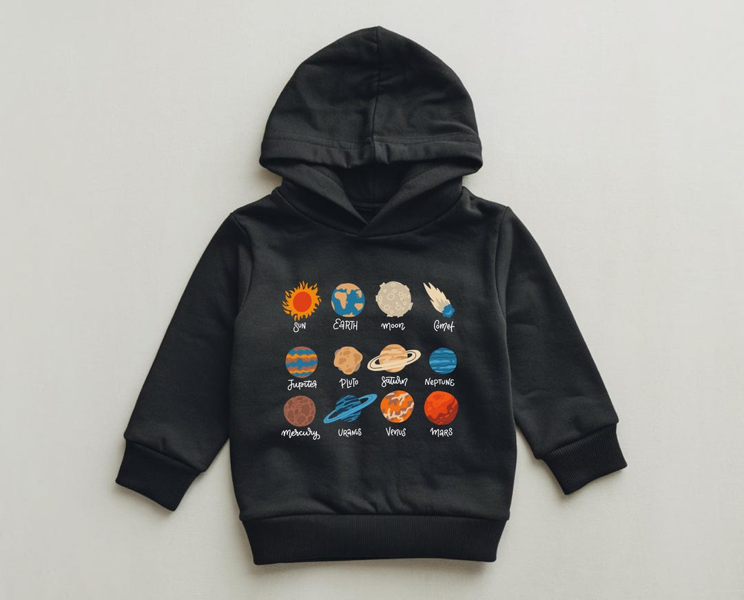 Solar System Hoodie for Kids, Kids Galaxy Hoodie, Solar System Print ...