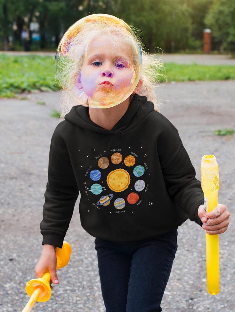 Solar System Hoodie, Space Hoodie for Kids, Planet Print Sweatshirt ...