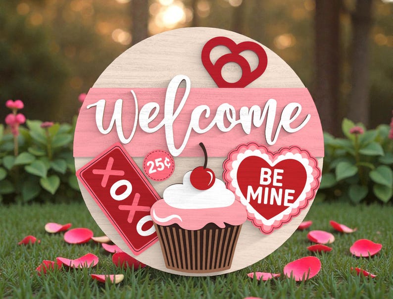 Valentine Door Hanger SVG, Love Welcome Sign Laser Cut File,xoxo ...