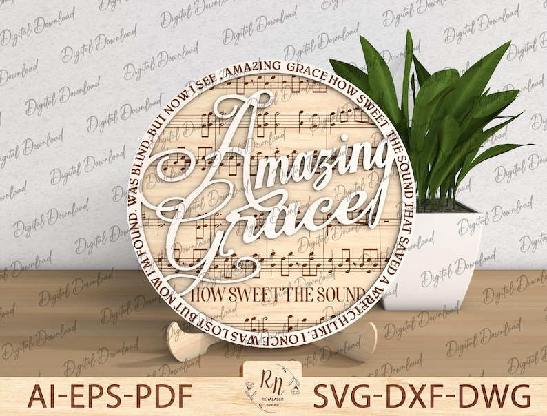 Amazing Grace Stand Decor Laser Cut File SVG, Music Faith Svg ...