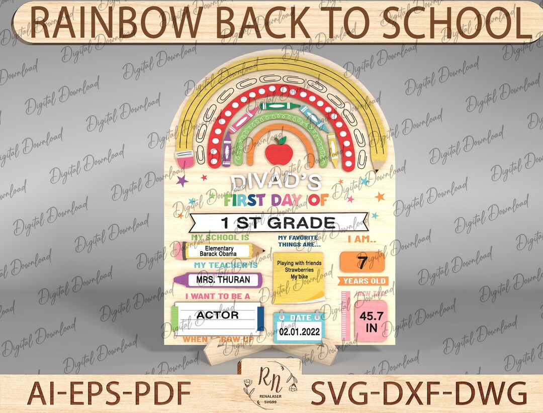 Rainbow Back to School Sign, First Day of School Sign, Back to School ...