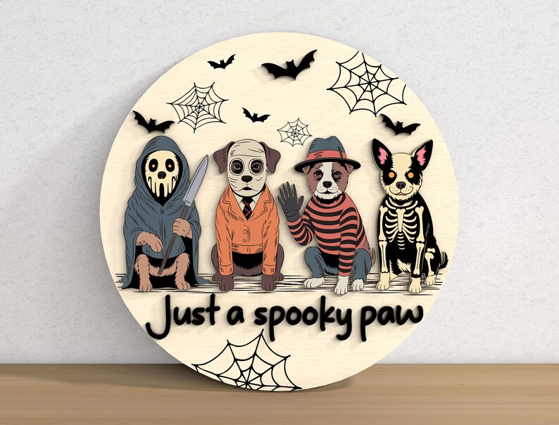 Funny Halloween Pet Round Sign SVG Bundle, Laser Cut Files for Wood ...