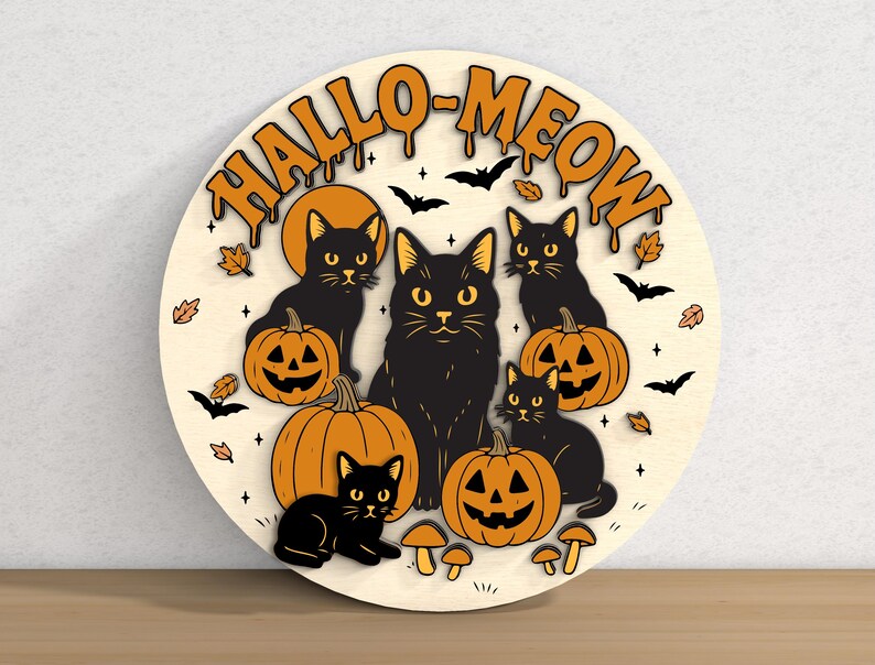 Funny Halloween Pet Round Sign SVG Bundle, Laser Cut Files for Wood ...