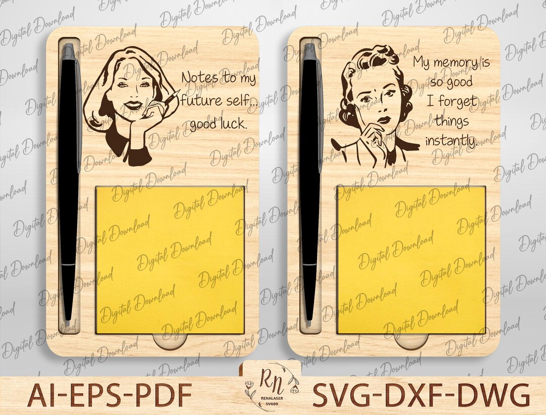Sticky Note Pad Holder SVG Laser Cut File, Craft Supply Sticky Note Pad ...
