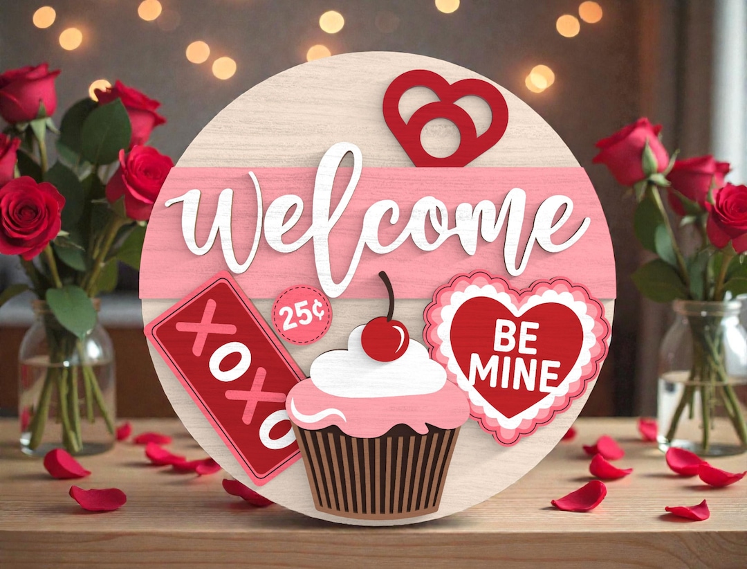 Valentine Door Hanger SVG, Love Welcome Sign Laser Cut File,xoxo ...