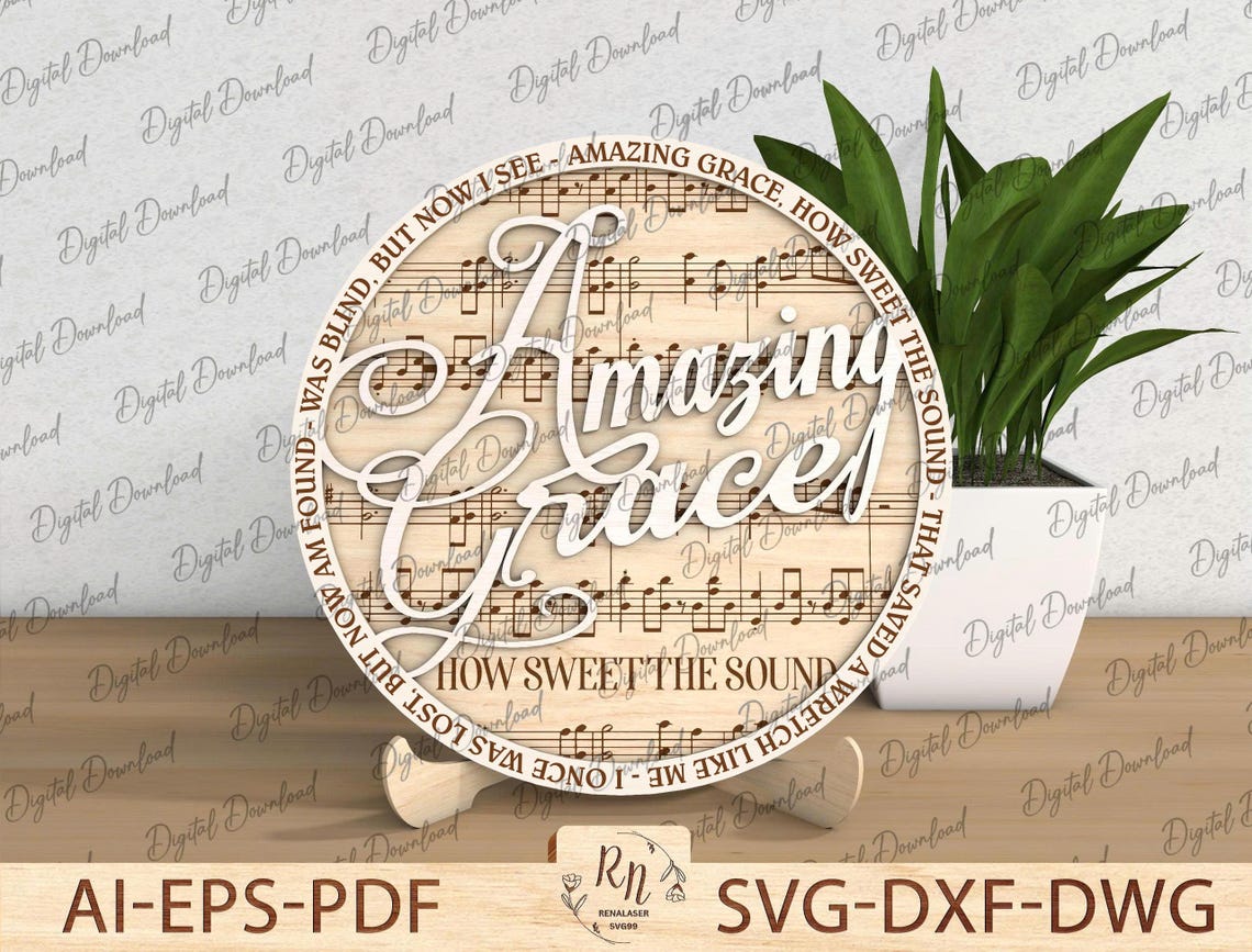 Amazing Grace Stand Decor Laser Cut File SVG, Music Faith Svg ...