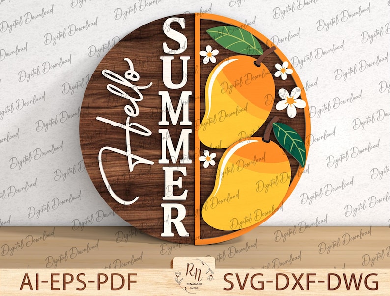 Mango Door Sign Cutfile Svg,hello Summer Door Hanger Svg,cricut Ready ...
