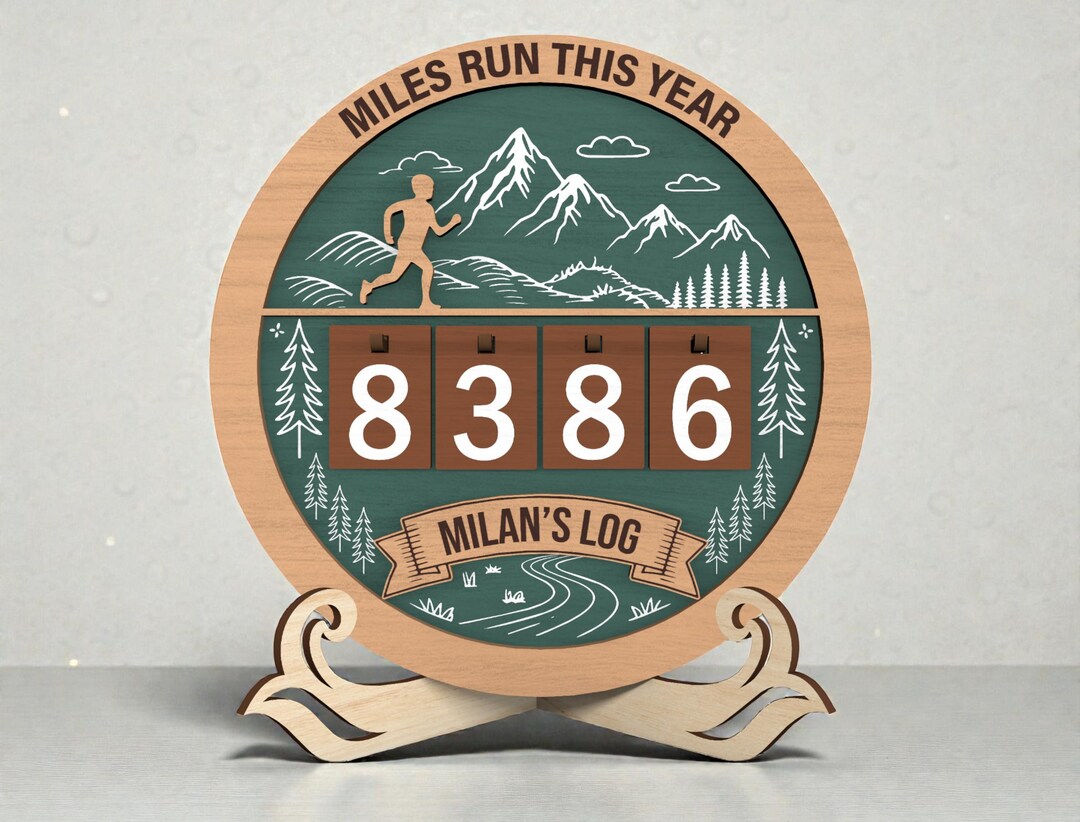 Running Tracker Sign, Miles Run This Year Counter, Personalized Runner ...