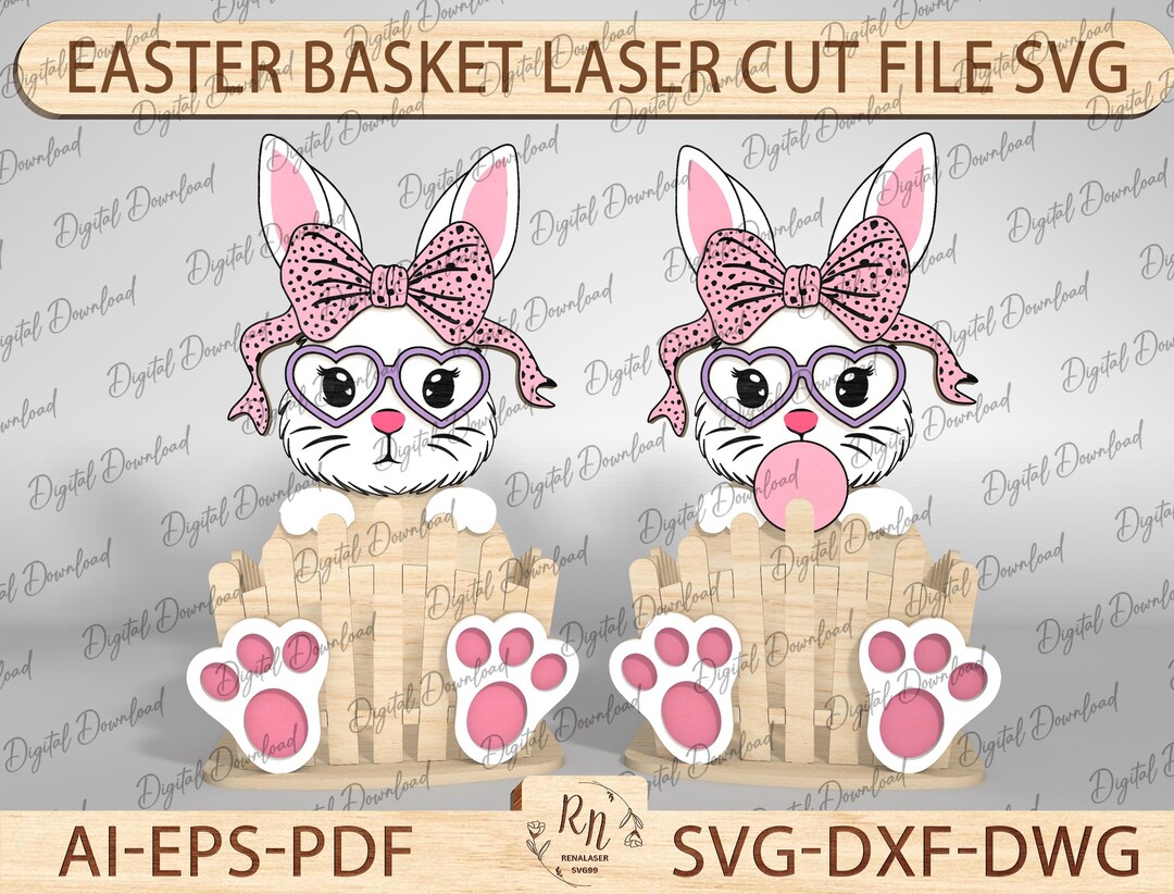 Easter Bunny Basket Svg, Easter Bunny Design for Kids, Happy Easter's ...