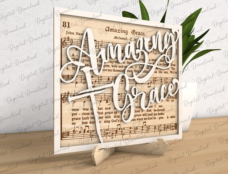 Amazing Grace Stand Decor Laser Cut Svg,amazing Grace Files Svg ...